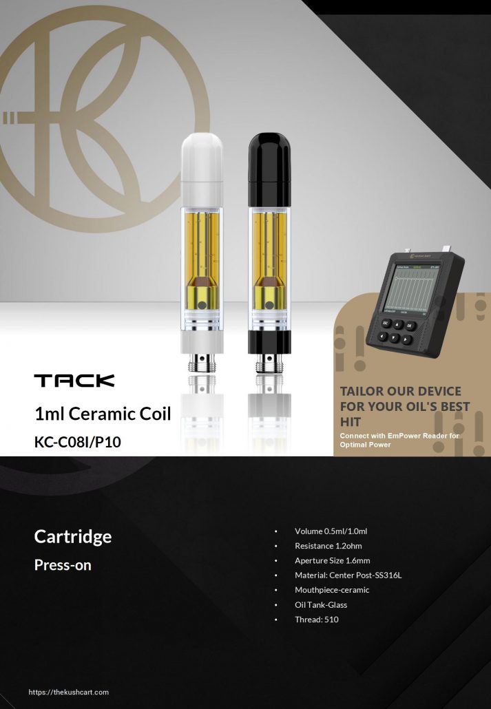 Tack 1ml Ceramic Coil Press-on Cartridge | Kushcart